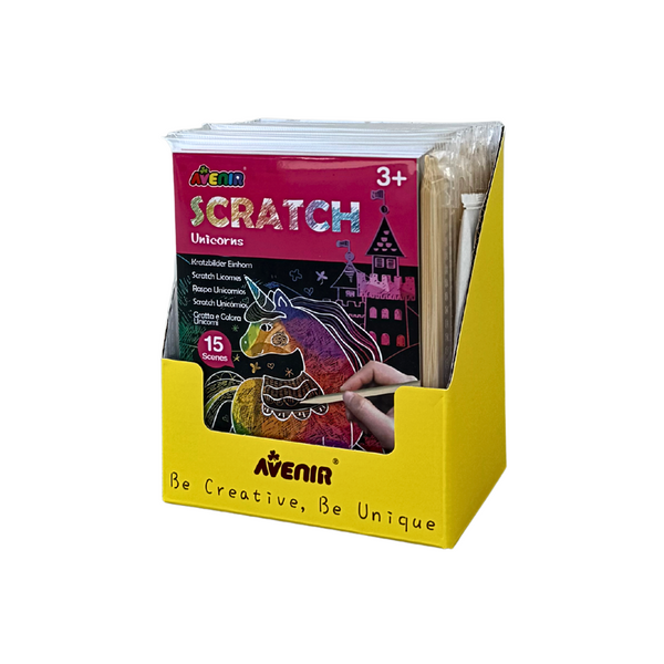 Avenir - Mini Scratch Book - Unicorns - 12 Unit Display - Johnco