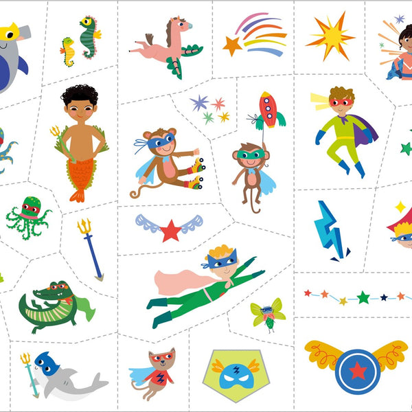 Avenir - Face Sticker and Tattoos - Superheroes - 8 Unit Display - Johnco